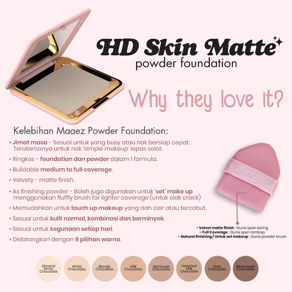 MAAEZ HD SKIN MATTE POWDER FOUNDATION SPF 30 | COMPACT POWDER | 8 TONA KULIT | Shopee Malaysia