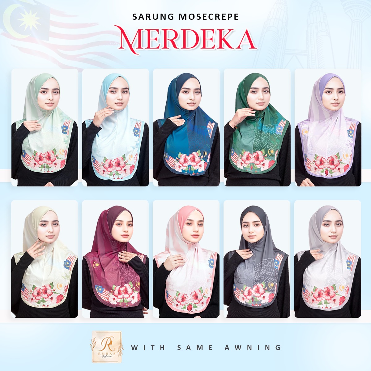 🎀Merdeka 2025🎀 Merdeka Sarung Mosecrepe with Same Awning By Rubab ...
