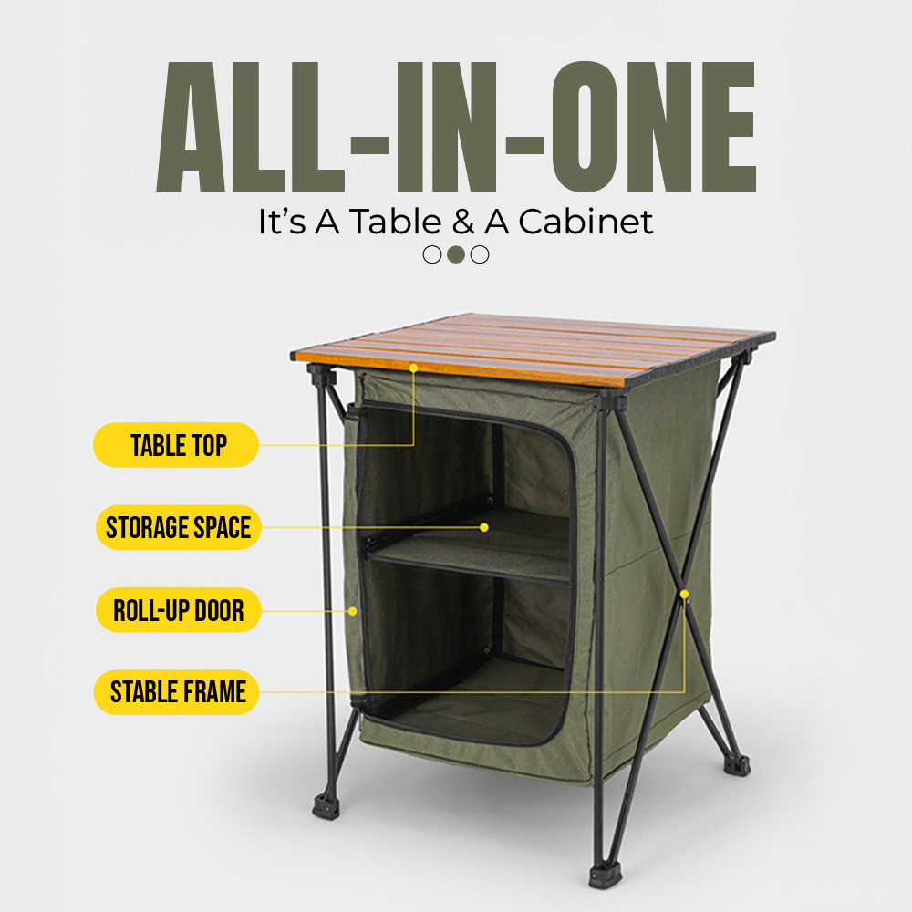 Camping Storage Shelf Outdoor Meja Lipat Portable Folding table Storage ...