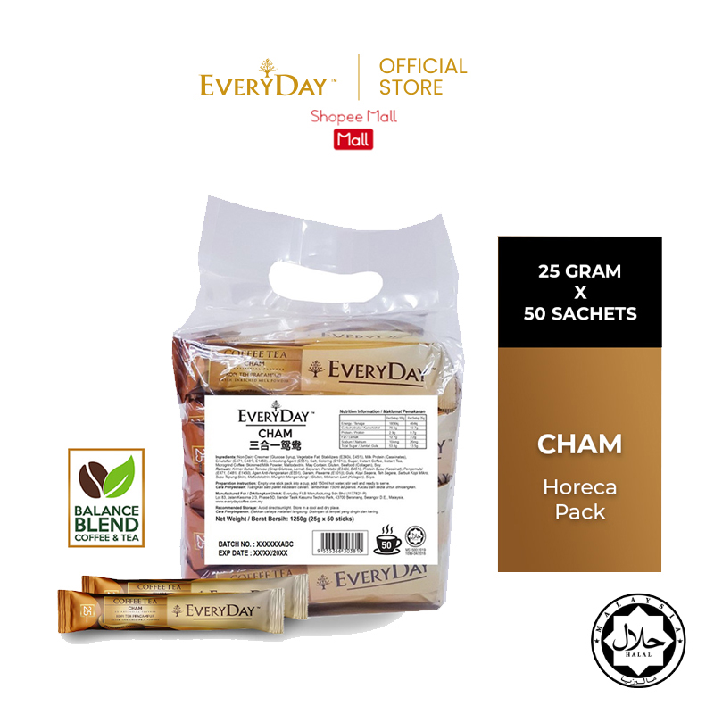 EVERYDAY Cham Coffee Tea Horeca Pack (25g x 50 Sachets) [Exp JULY 2026 ...