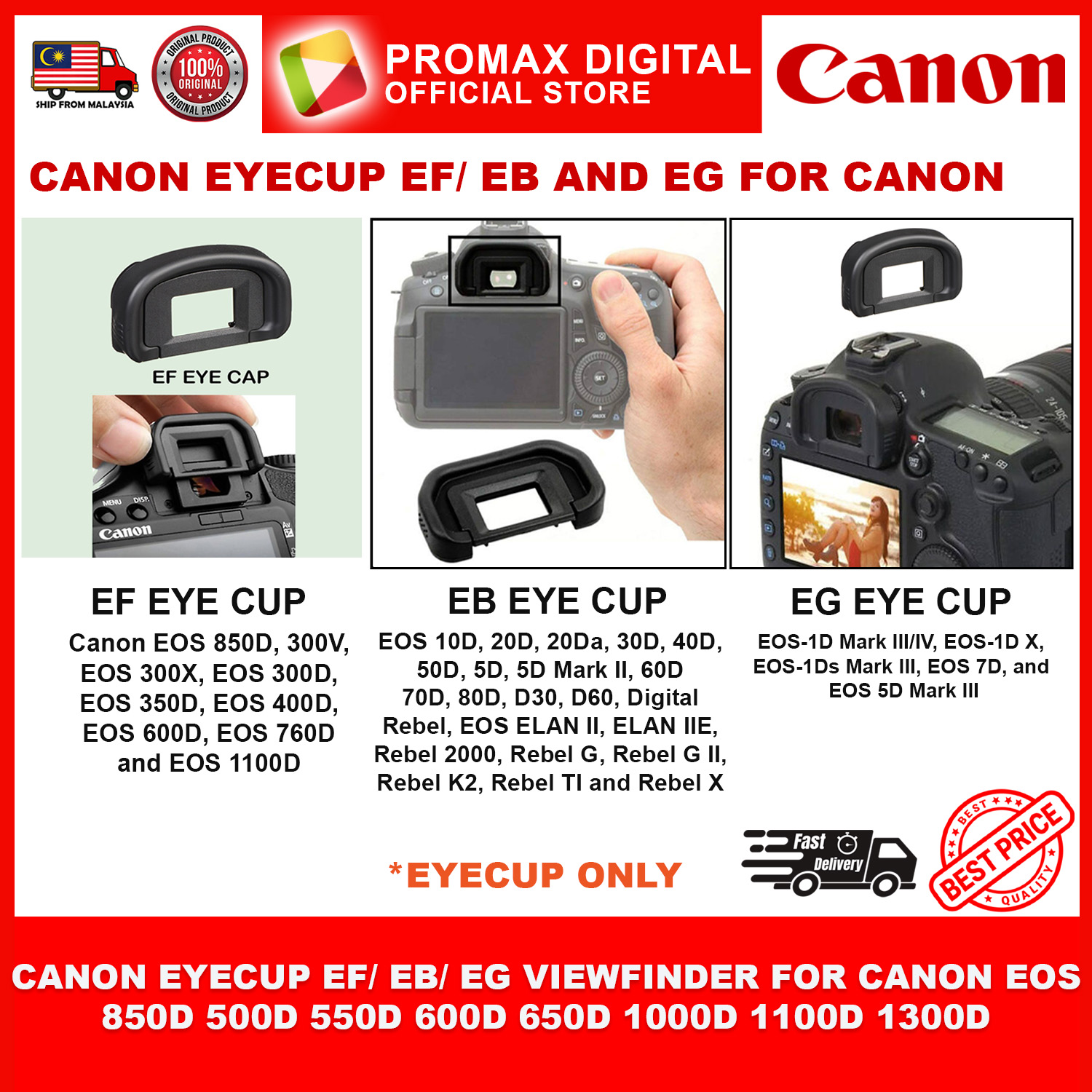 Canon Eyecup EG / EB /EF New Viewfinder for Canon EOS 850D 500D 550D ...