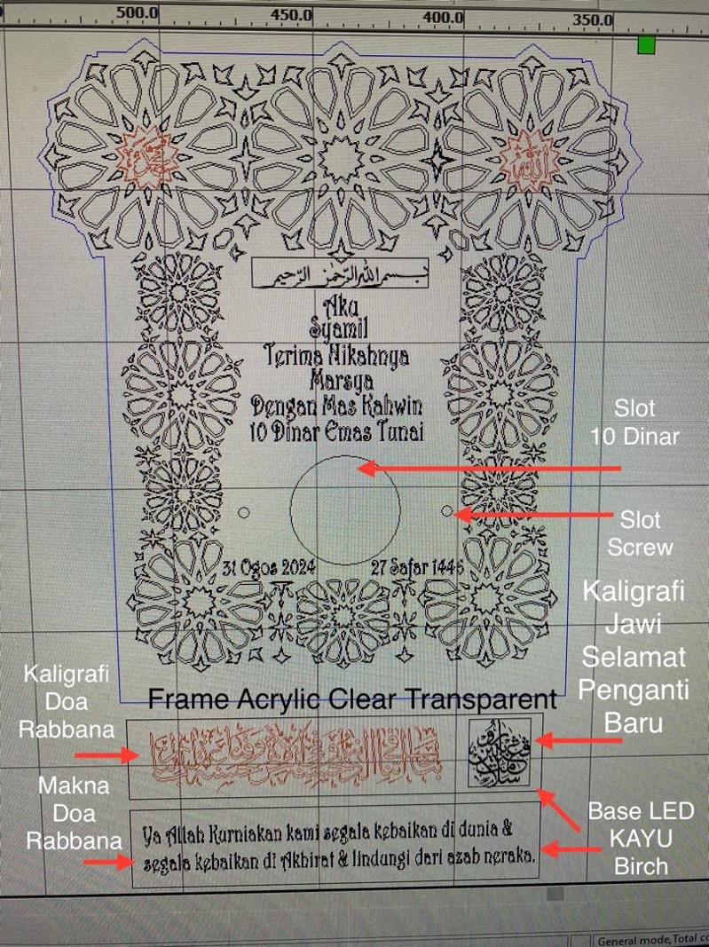 (Pre-Order) Frame Hantaran Kaabah Lampu LED Dinar Mas Kahwin Nikah ...