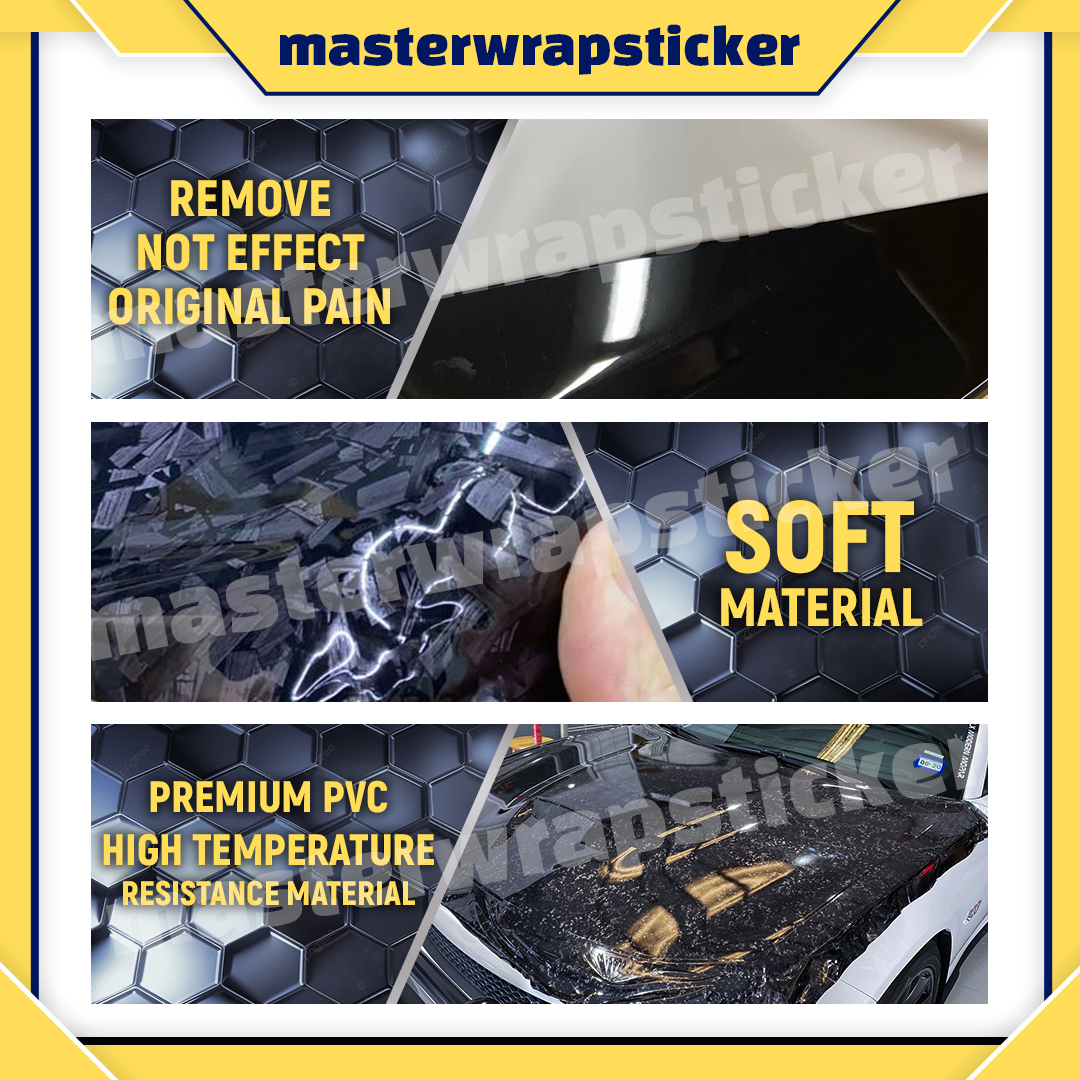 HD FORGED CARBON FIBER BLACK STICKER CAR WRAPPING(152CM-180CM)sticker kereta Bonet/Fender/Roof ...