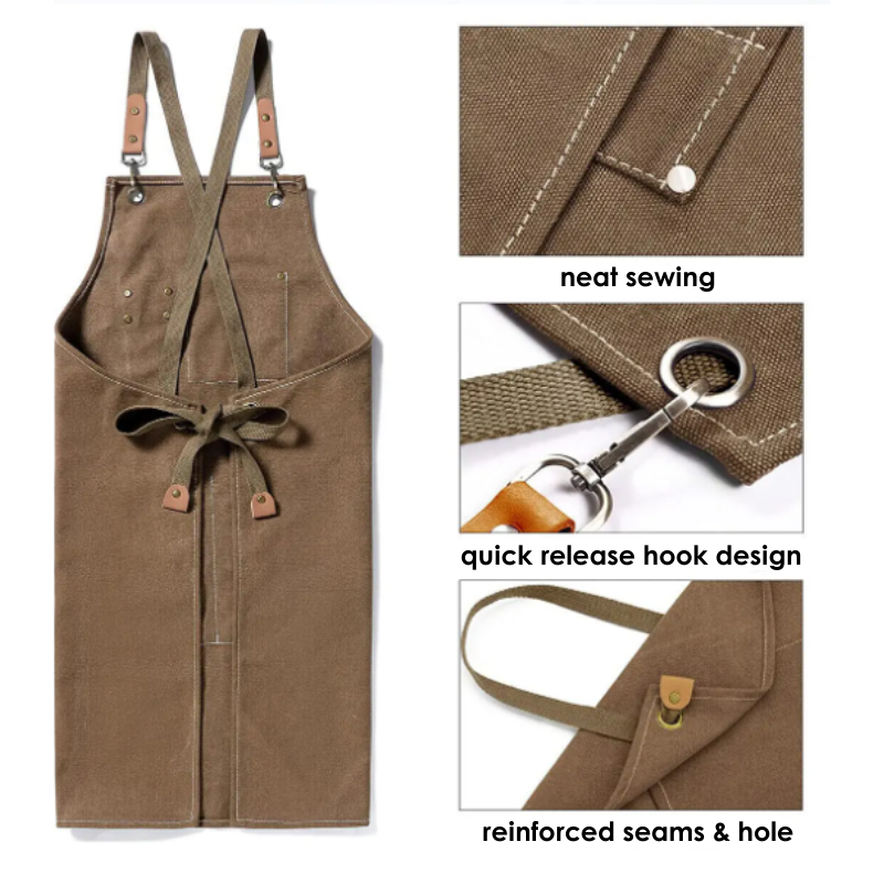 canvas apron kitchen water proof cafe apron hitam kedai makan coffee ...