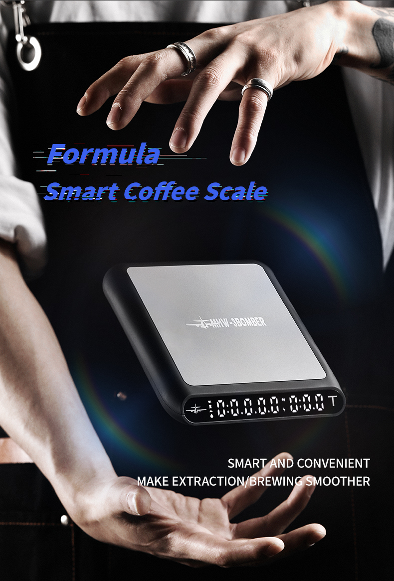 MHW-3BOMBER Formula Smart Coffee Scale with Automatic Timing Delicate Mini Kitchen Scales Black ...