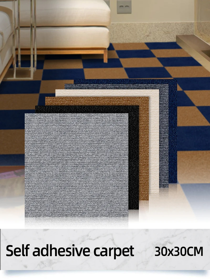 Self-adhesive Carpet 30x30cm Washable Puzzle Floor Mat Non-Slip Carpet ...