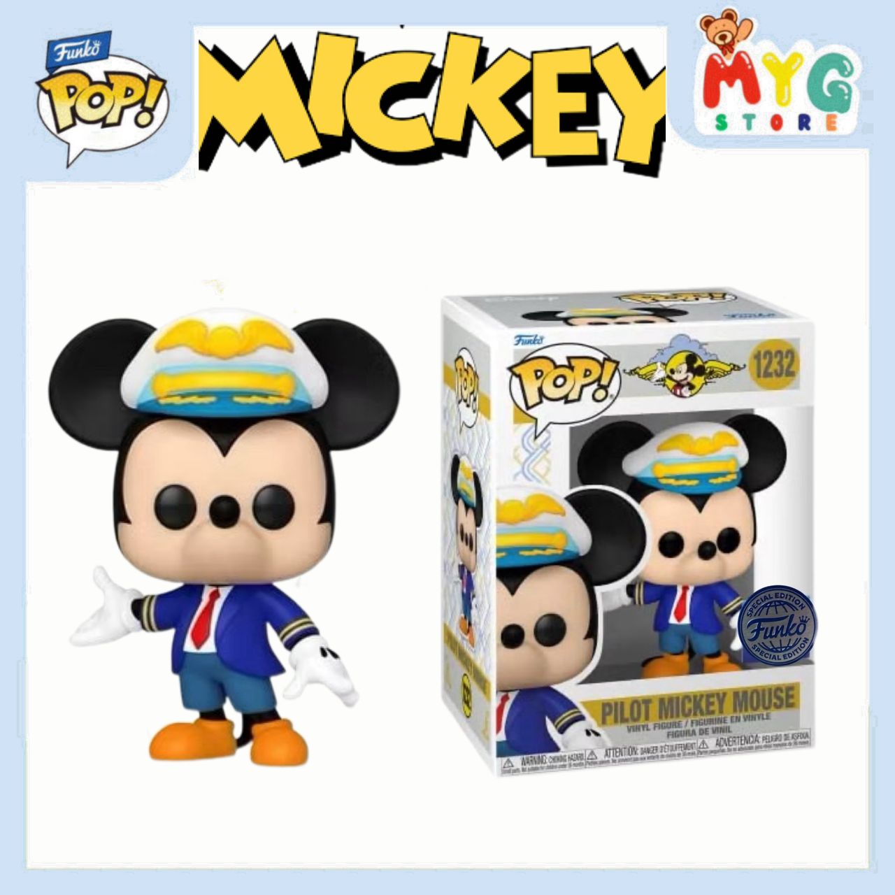 Funko Pop Vinyl D23 Disney : Pilot Mickey Mouse 1232 [ Special Edition ] Original Figure ...