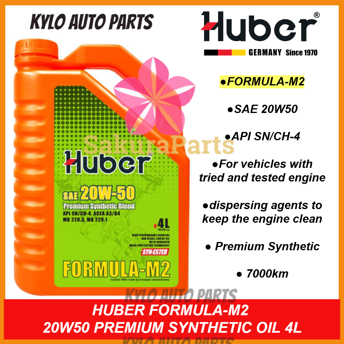 Huber Formula M2 20w50 Premium Synthetic Engine Oil 4L (MADE IN GERMANY ...