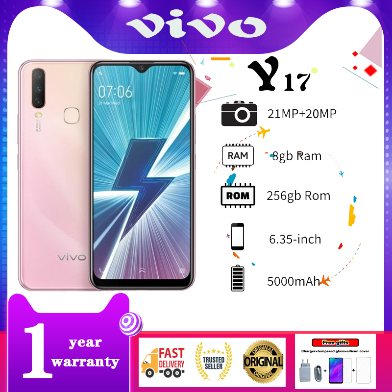 VIVO Y17 100% asal Memori HP Telefon Pintar 8+256GB 4G LET 6.35 inci dwi kad 20MP+13MP jaminan ...