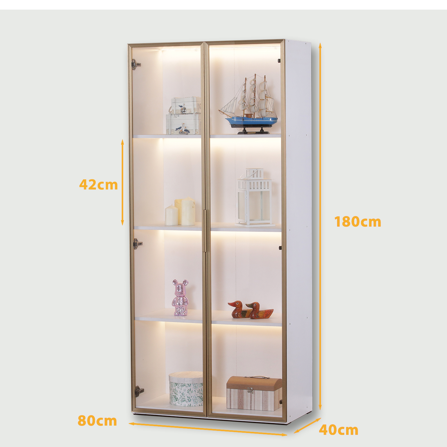 HOMATRIX LED Display Tempered Glass Cabinet Living Room Side Storage ...