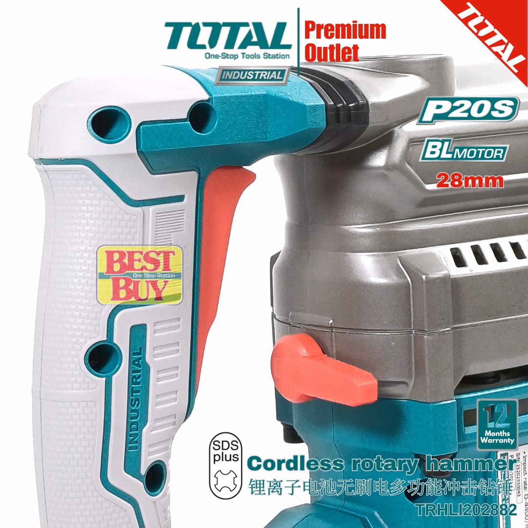 TOTAL Tools BL motor 20V Cordless Rotary Hammer w/ Battery 2Pcs* 4.0Ah 锂离子电池无刷电多功能冲击钻锤 ...
