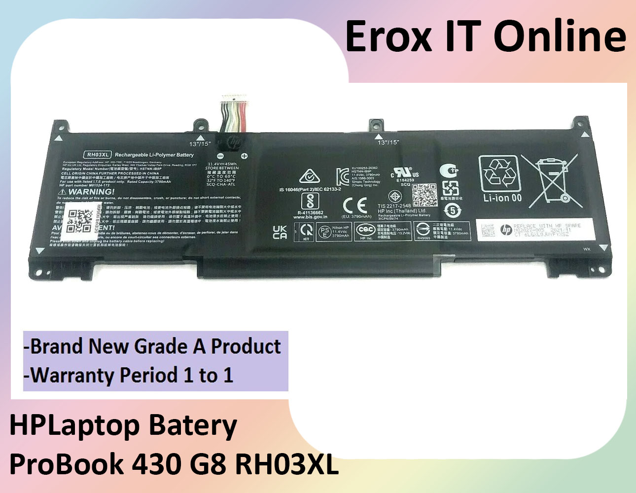 HP RH03XL ProBook 430 G8 440 G8 455 G8 450 G8 630 G8 640 G8 650 G8 ...