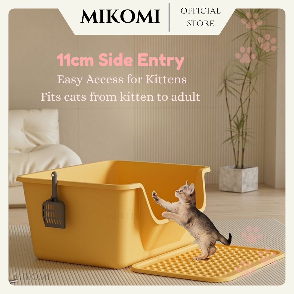 MIKOMI Big Deep Cat Litter Box with 11cm Low Side Entry – Easy Access ...