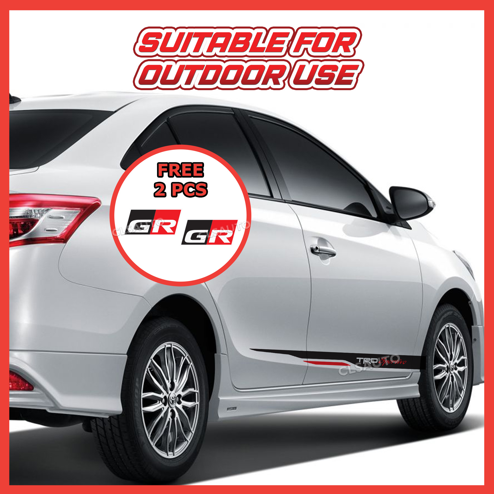 Toyota Vios Sticker TRD Sportivo GR Sport Car Side Body Lining Decal ...