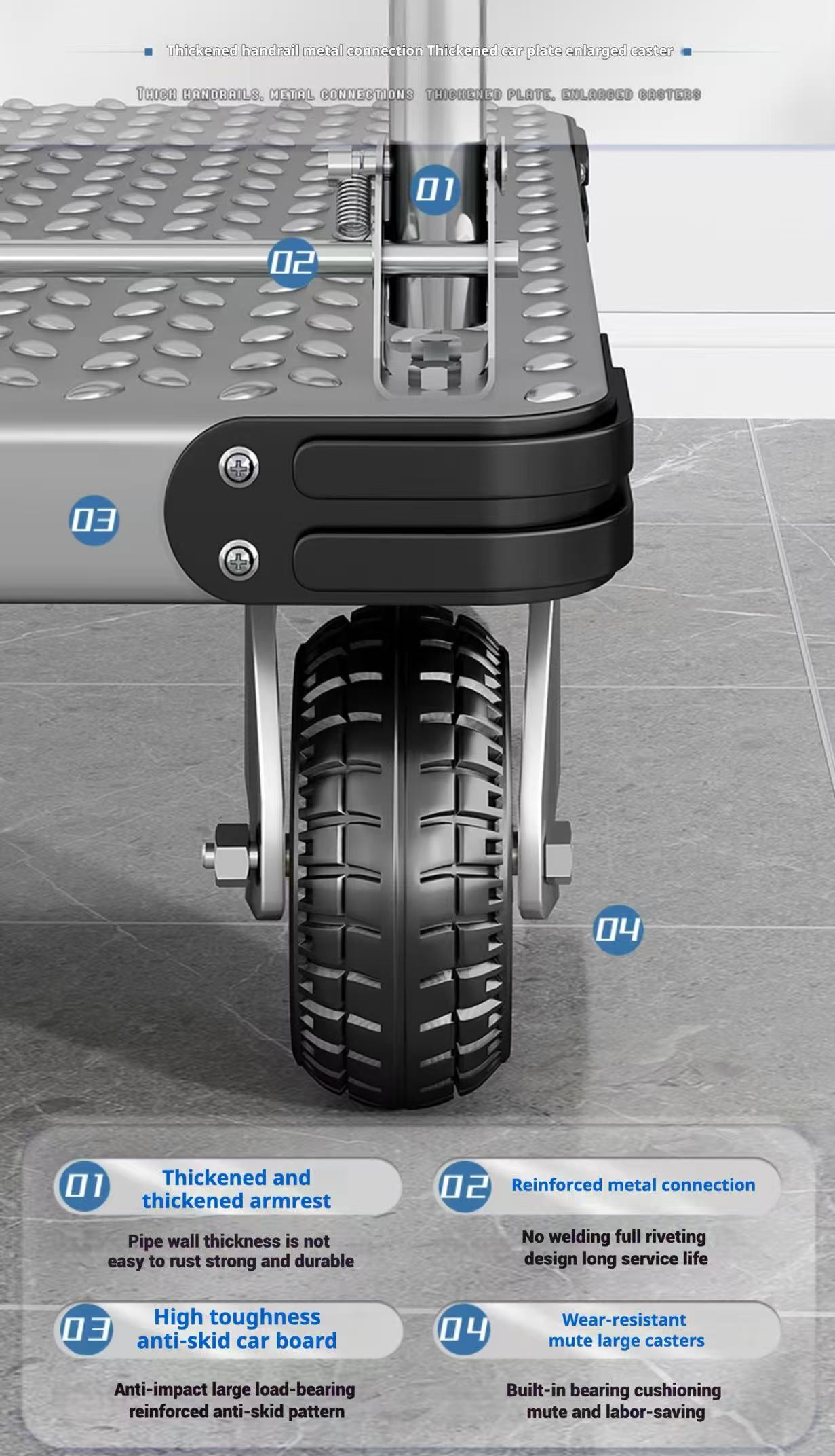 【Ready Stock】Heavy duty silent wheeled trolley Troli Letak Barang ...