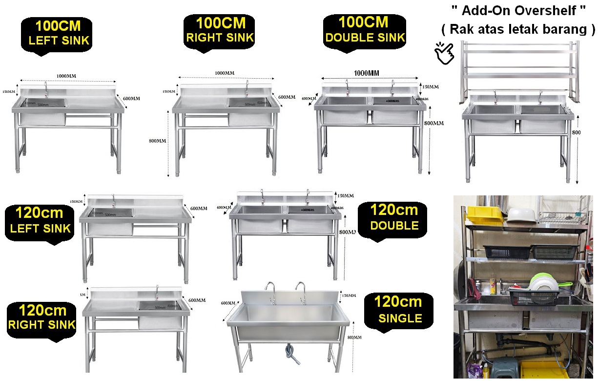 SUS BASIN COMMERCIAL SINK /SINKI BASUH CUCI/不锈钢洗盘槽SINGLE/DOUBLE/ WITH ...