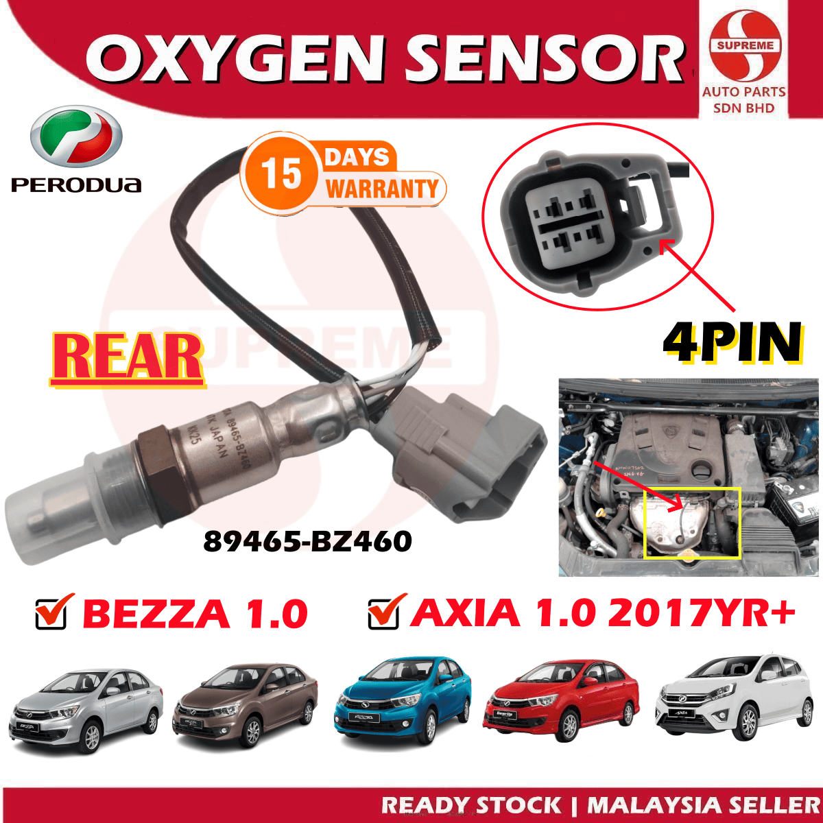 S2U Front Rear Oxygen Sensor O2 Sensor Exhaust Perodua Bezza 1.0 Axia 1 ...