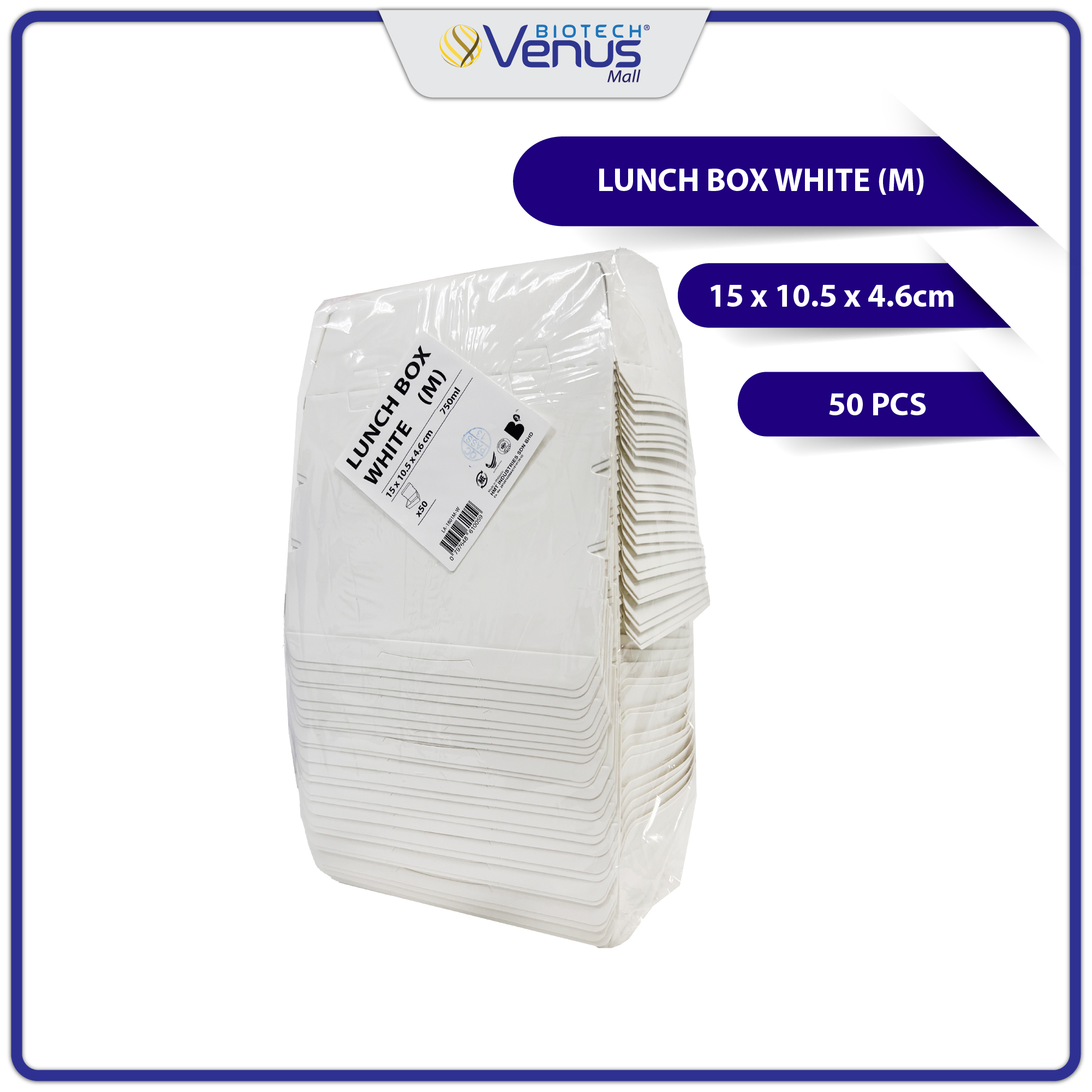 VENUS - DISPOSABLE WHITE PAPER LUNCH BOX M SIZE - 50 PCS | Shopee Malaysia