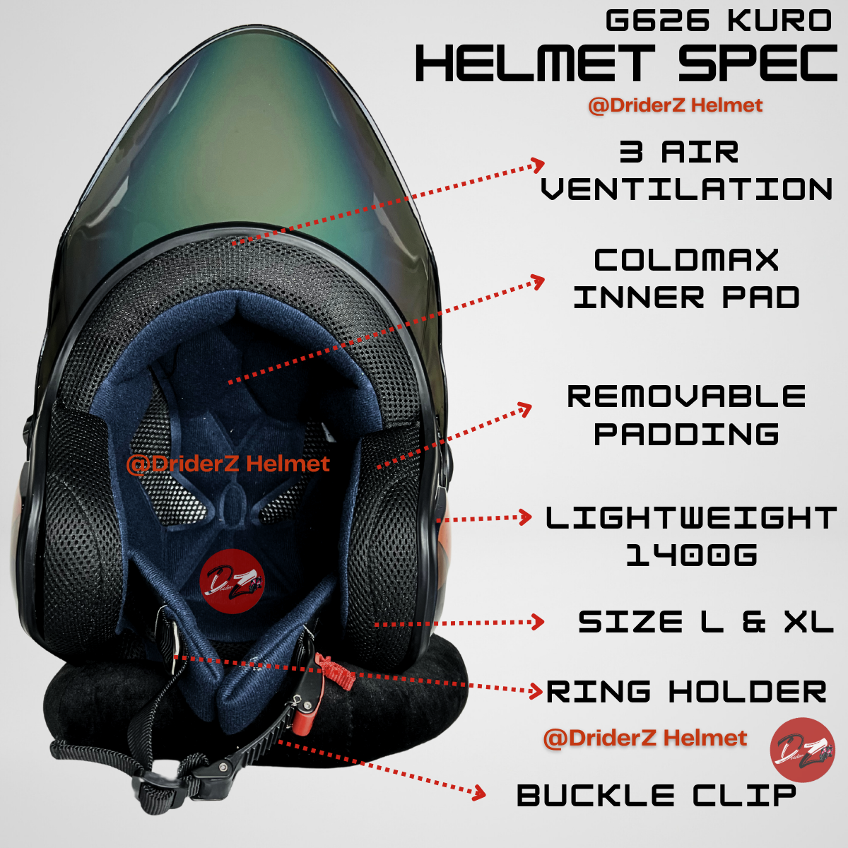 (FREE VISOR) NEW Grayfosh Helmet G626 KURO HELMET NOVA ALPINE ONYX OPEN ...
