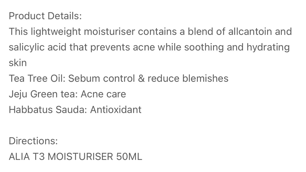 Alia Tea tree Moisturiser 50ML / Pelembap Muka / Cream Muka / Acne Care ...