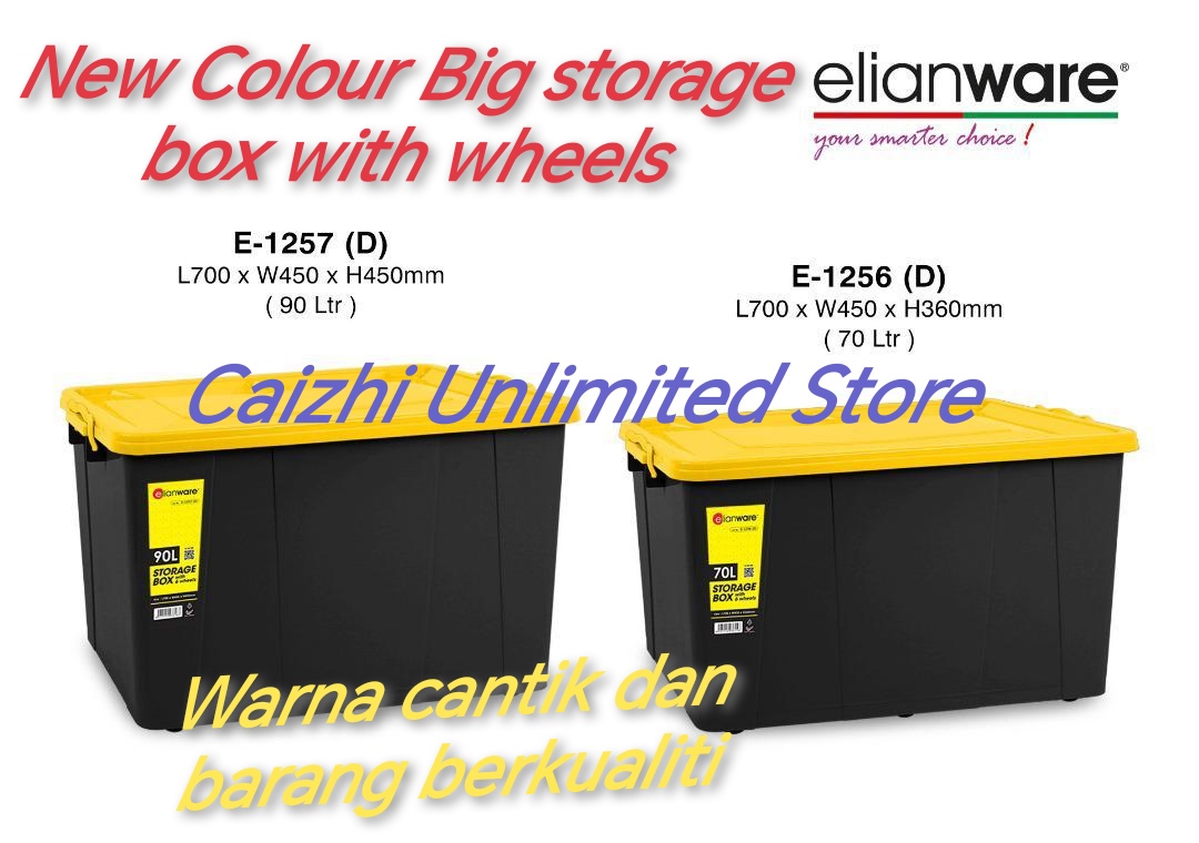 Elianware 1256/D (70L), 1257/D (90L)Big storage box with Wheel | Shopee Malaysia