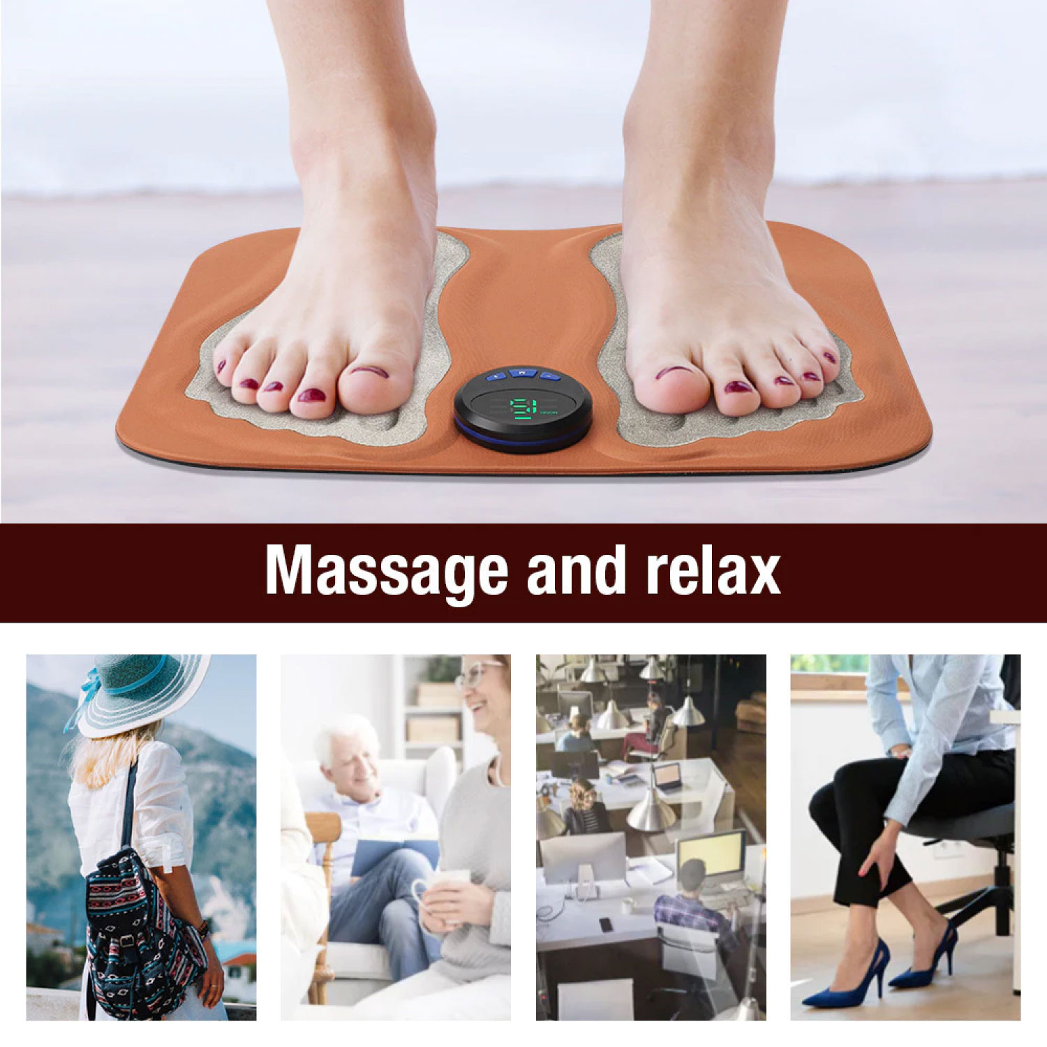 EMS 3D Smart Foot Massage Muscle Stimulator Pad Feet Massager 6 Modes ...