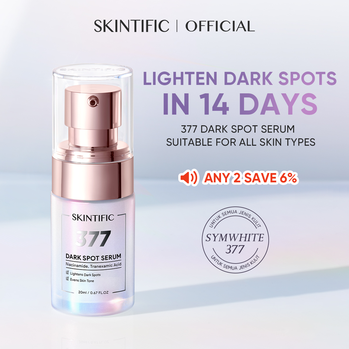 SKINTIFIC Sym White 377 Dark Spot Serum muka with Niacinamide ...