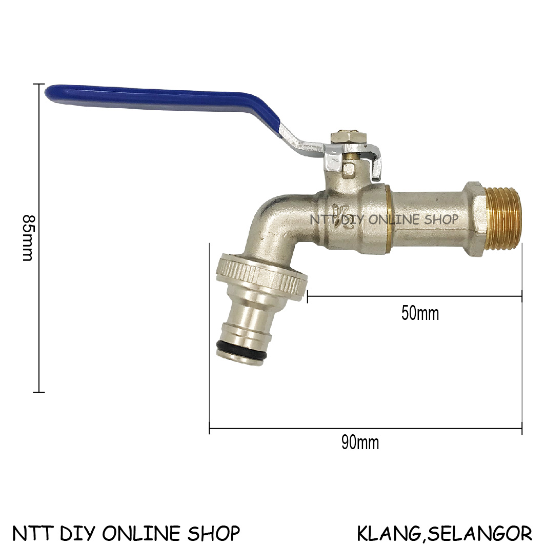 NTT DIY Heavy Duty Brass Ball Valve Bib Tap Wall Mounted Ball Tap Water ...