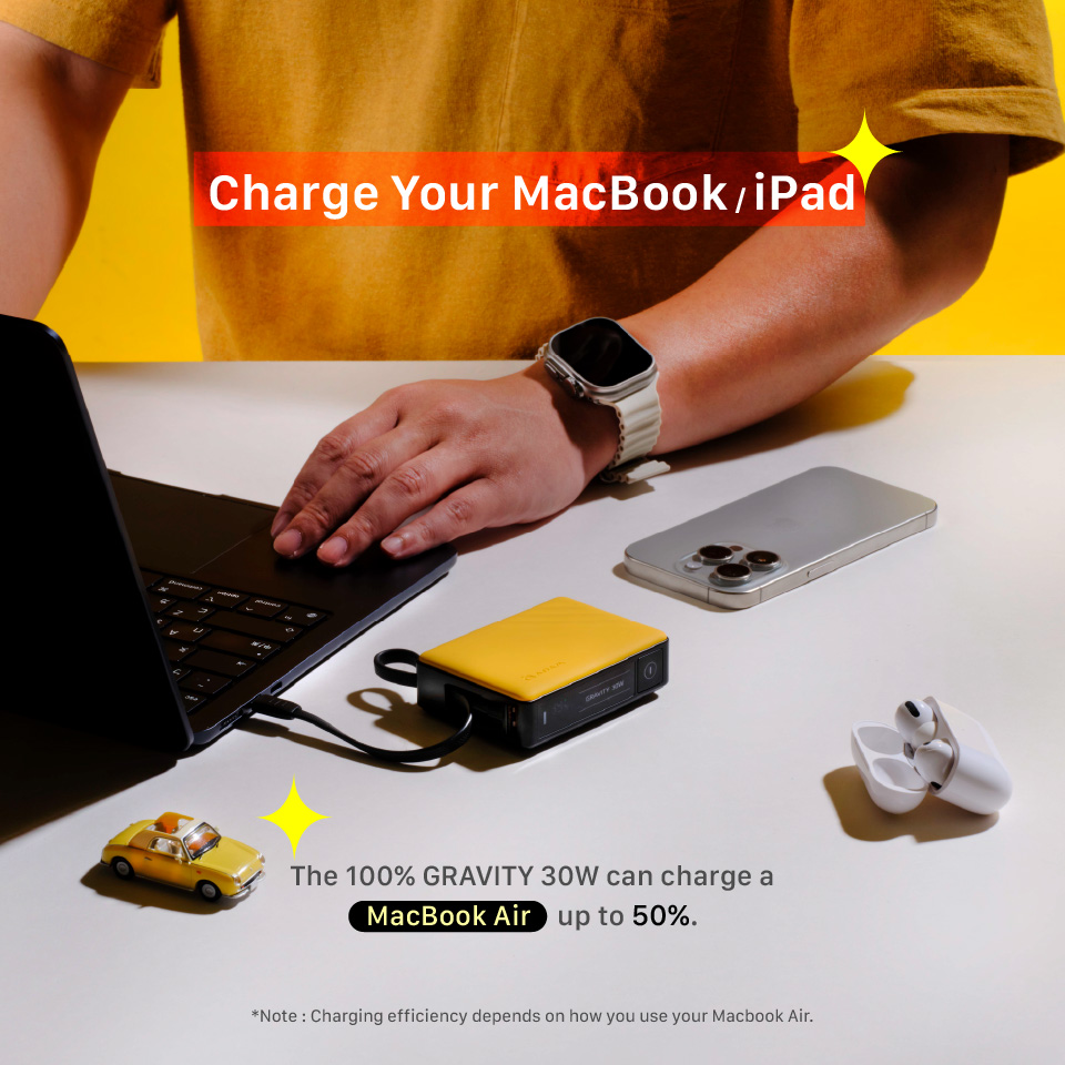 ADAM elements GRAVITY 30W Fast Charging Power Bank With Built-In Cable ...