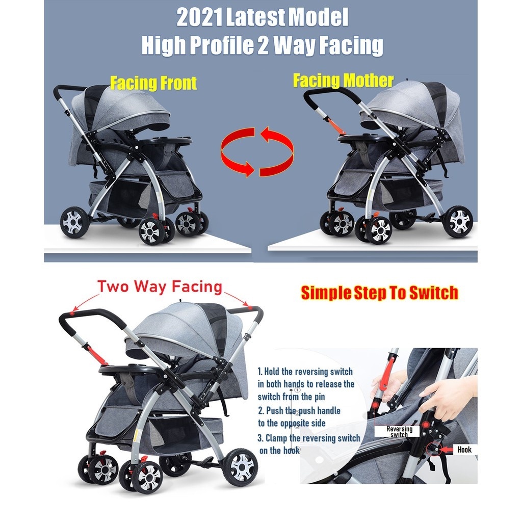 Beige Baby stroller 2 Way Foldable Lightweight Sit And Lie travel ...