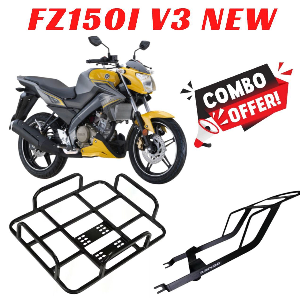 (YAMAHA FZ150i V3 NEW) Rak Beg Penghantaran Motosikal Delivery Bag Rack ...