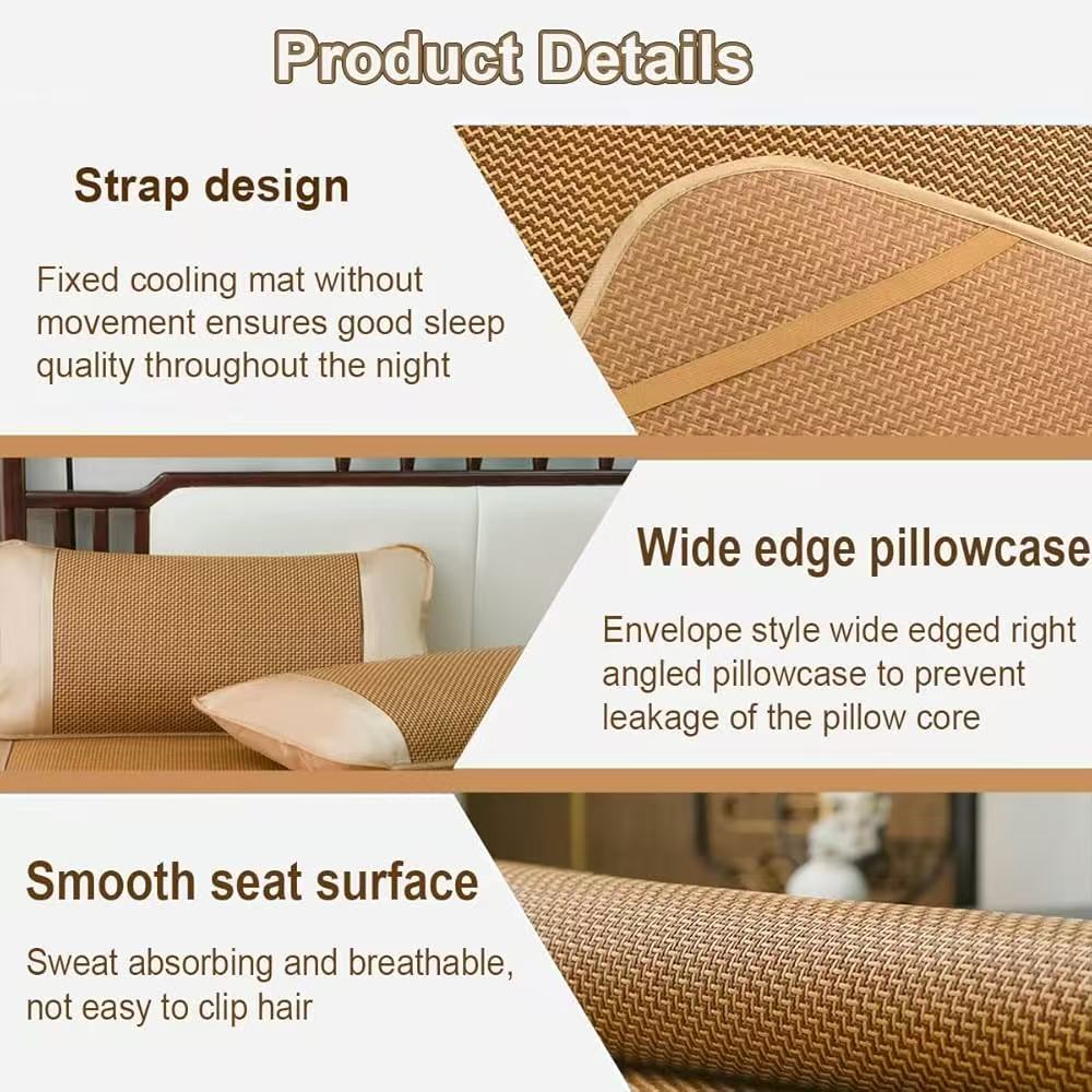 Natural Bamboo Cooling Mat - Ventilated Rattan Bed Mat with Airflow ...