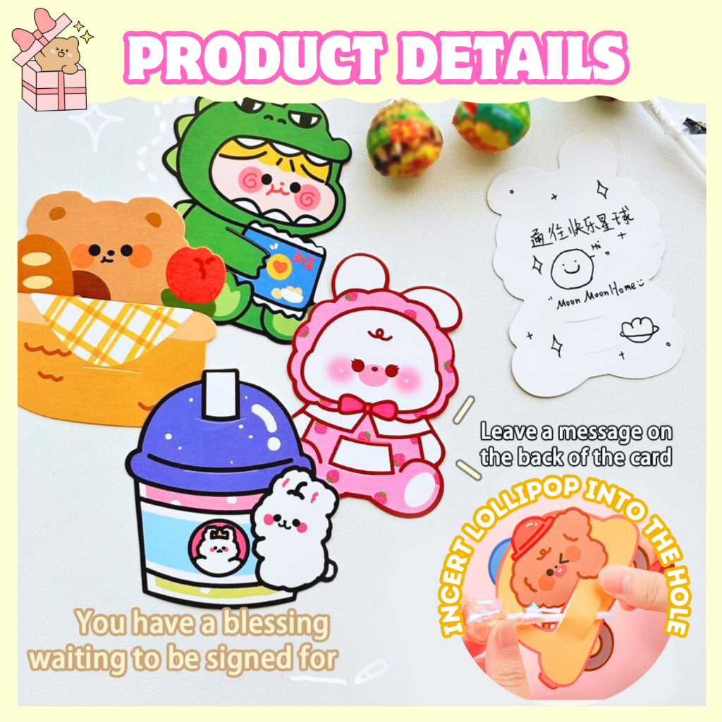 [Happy Kids] Candy Card Lollipop Holder Candy Decoration Card Birthday ...