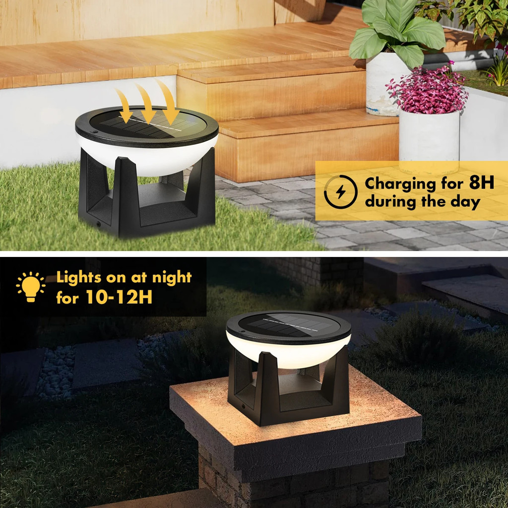 Led Lampu Solar Post Light Outdoor Waterproof Warm Pillar Lamp for Home ...