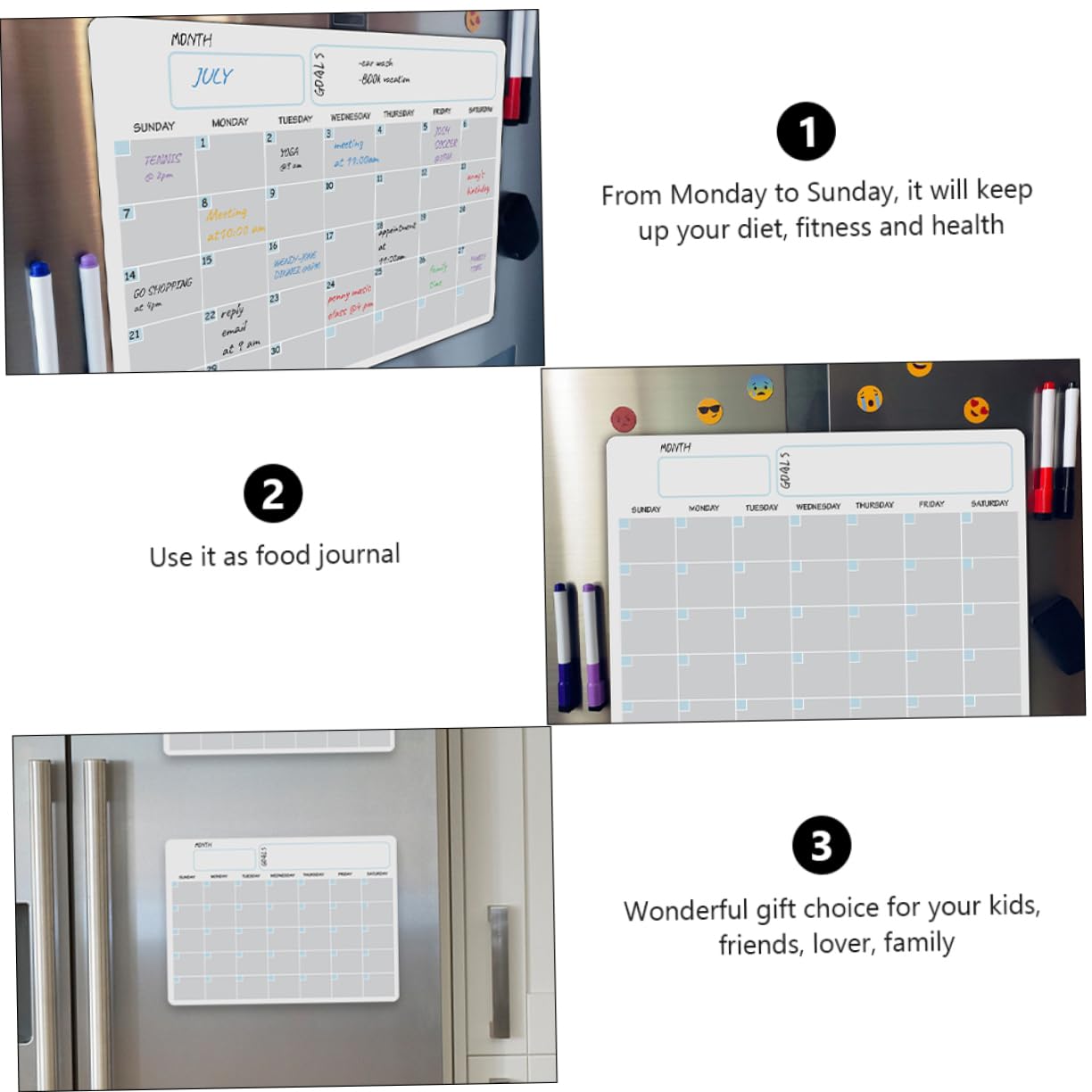 A3 Soft Magnetic Schedules Erasable Fridge Whiteboard Monthly/Weekly ...