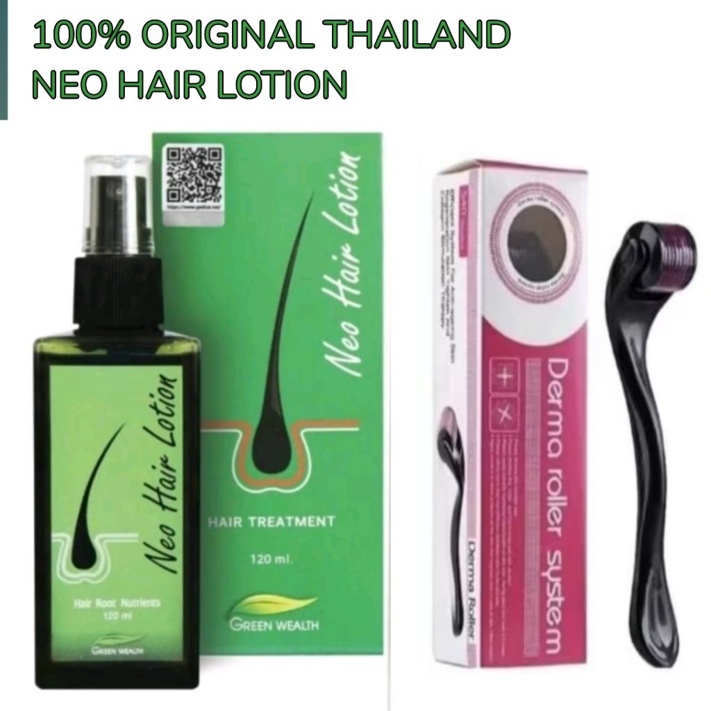 Neo Hair Lotion Original Thailand + Derma Roller | Hair Growth & Scalp ...