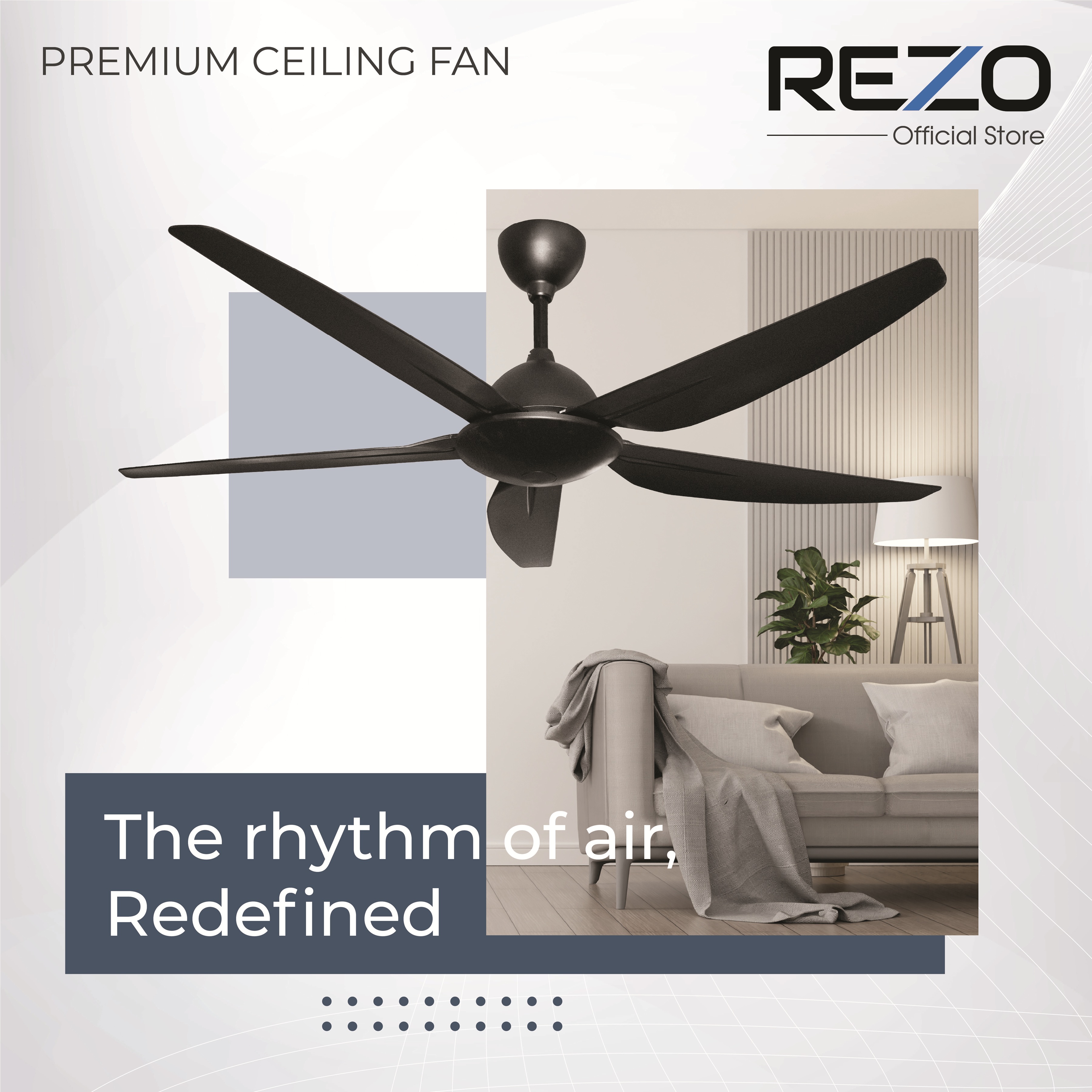 REZO Classic Series 56" 5 Blades DC Motor Ceiling Fan With Remote ...