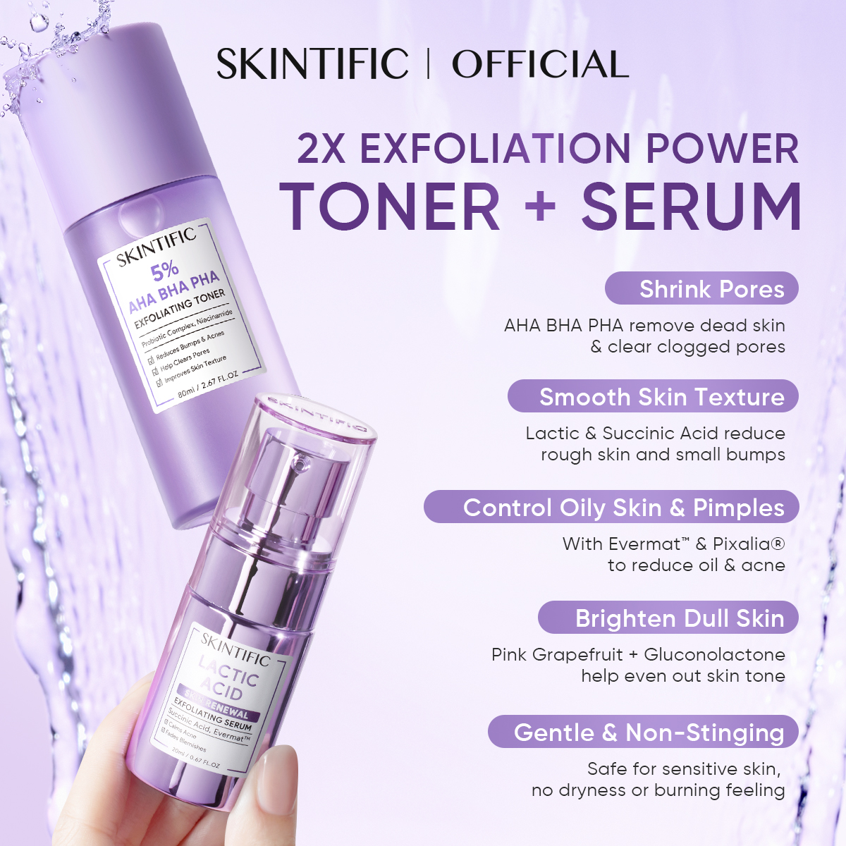 [BUY1 FREE1]SKINTIFIC 5% AHA BHA PHA Exfoliating Toner Face Exfoliation ...