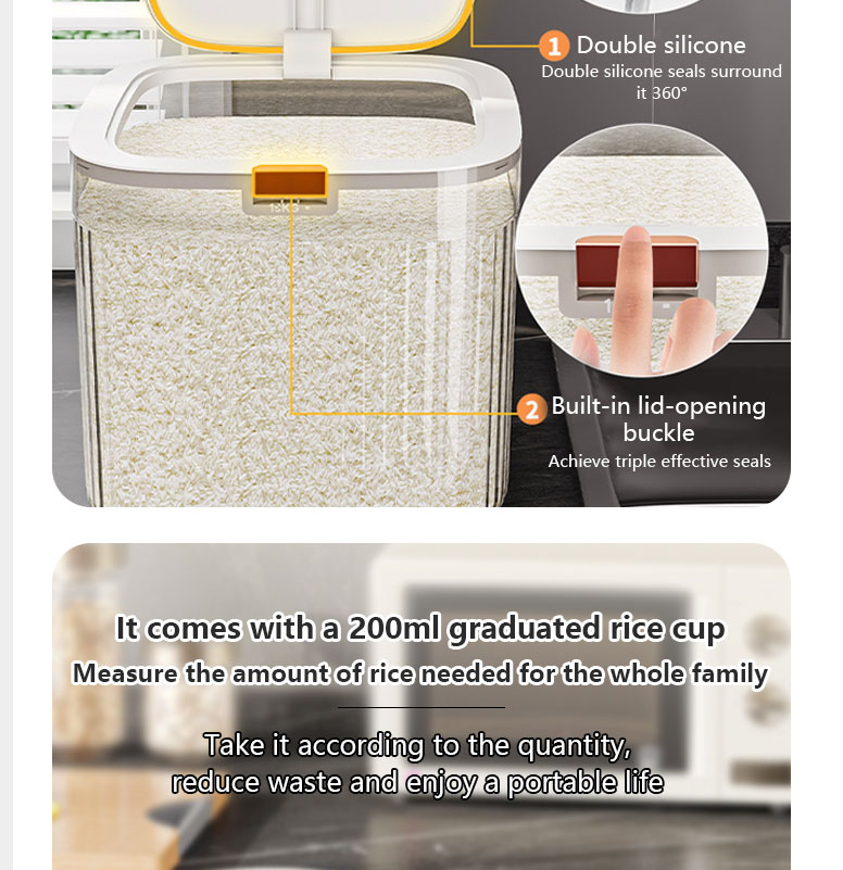 10KG Rice Storage Box Grain Container Household Cereal Rice Bucket ...