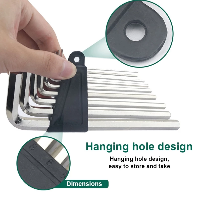 9 pcs Ball Point Allen Key Wrench Set Heavy Duty Alan Key Set Tools ...