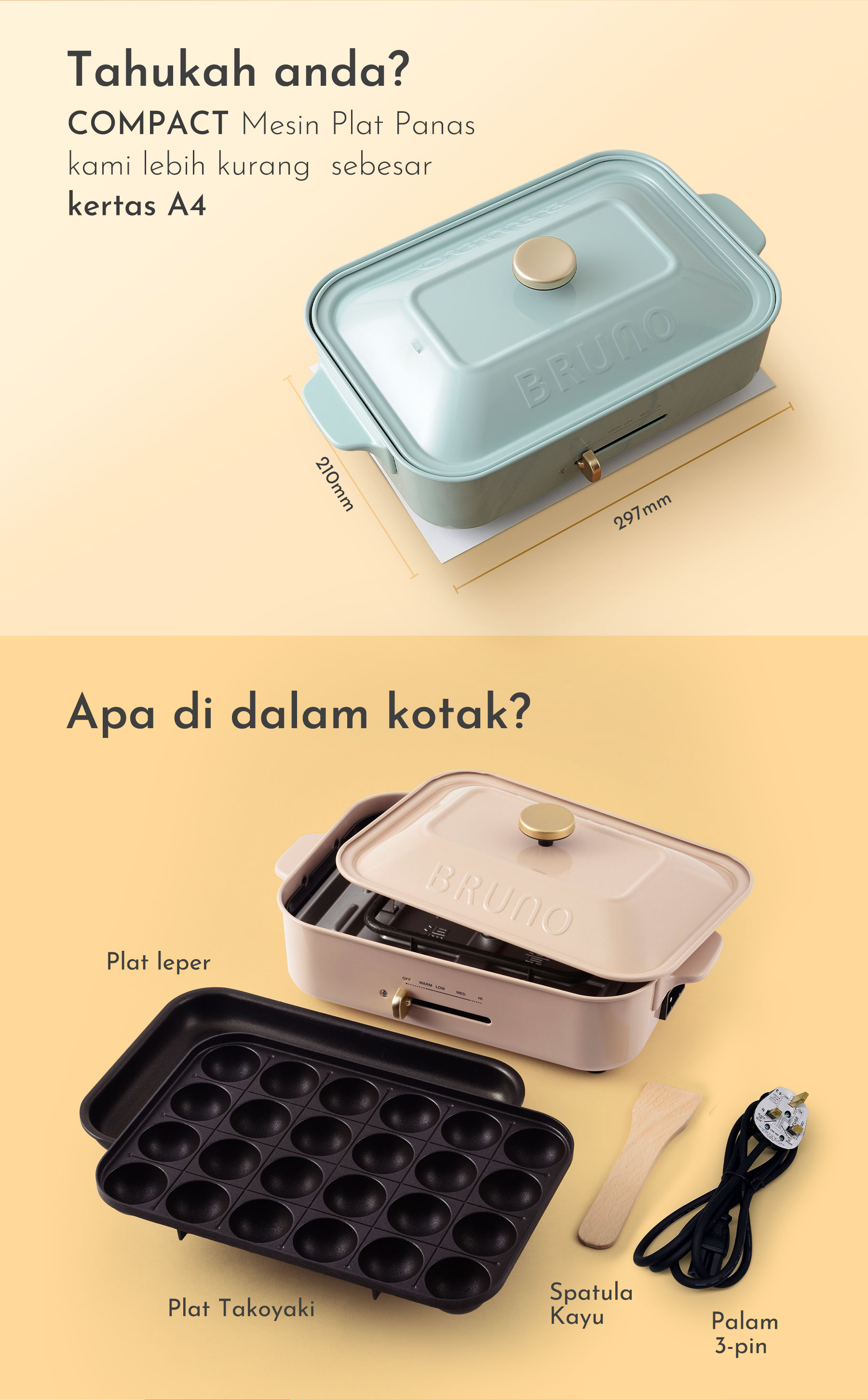 Bruno Compact Hotplate - White (Mesin Plat Pemanas Sedang - Putih ...