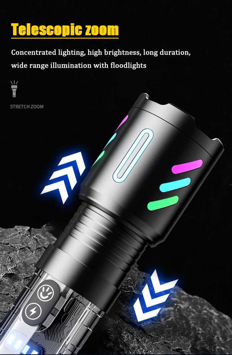 Zooming Flashlights multifunctional laser bead long-range built-in ...