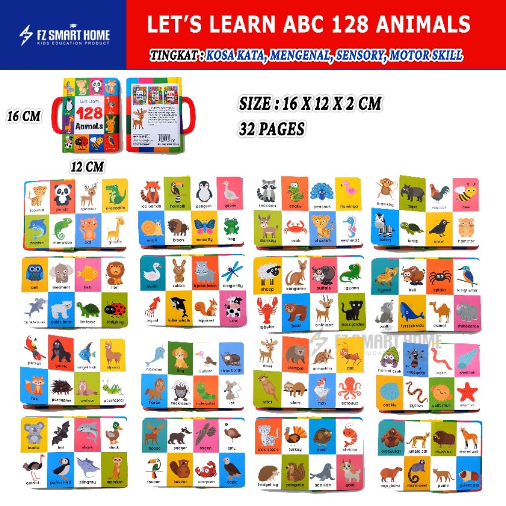 [FzSmartBook] New Buku bergambar Let's Learn ABC 123 Haiwan kanak-kanak ...