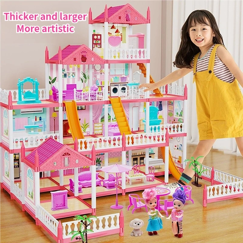 [14 Room+Light] Villa Toys Girls Pretend Play Set Big DIY Doll House ...