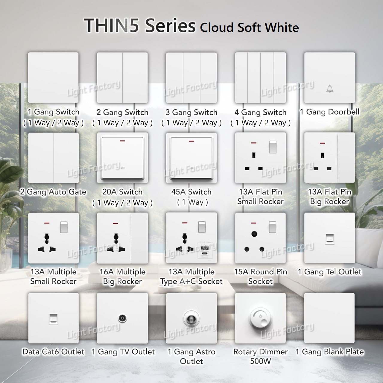 [SIRIM]Retouch THIN 5 Wall Switches &Socket 5mm Ultra Thin Soft Touch 1 ...