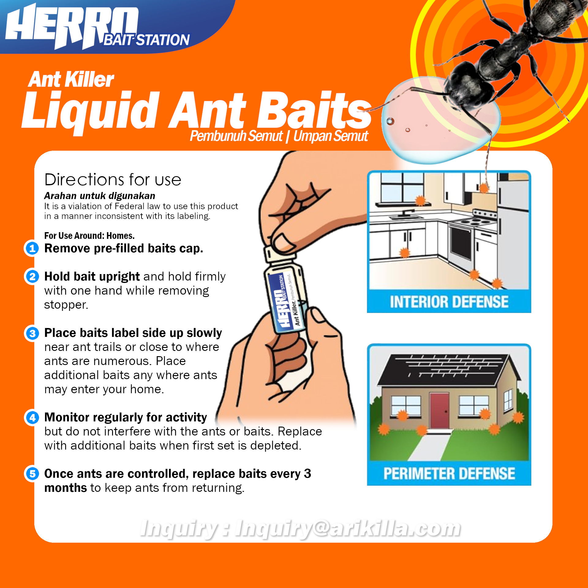 HERRO Liquid Ant Baits Station Anti Ant Killer Bait Ubat Semut Berkesan ...