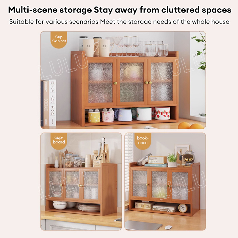 LULU Kitchen Cabinet Almari Dapur With Door Bamboo Storage Cabinet ...