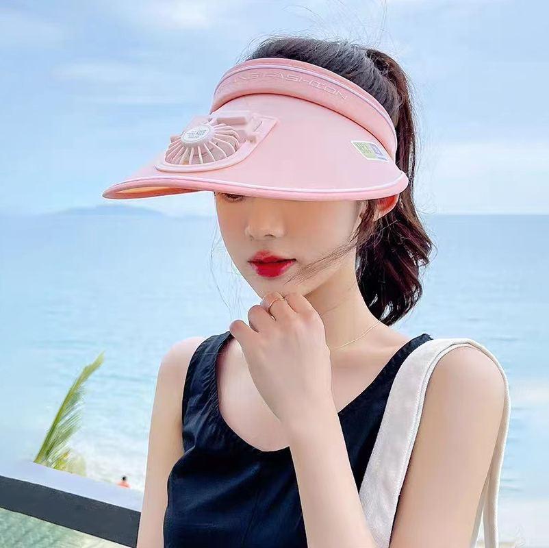 【Local stock】Rechargeable fan hat Sun block hat Empty top big hat face ...