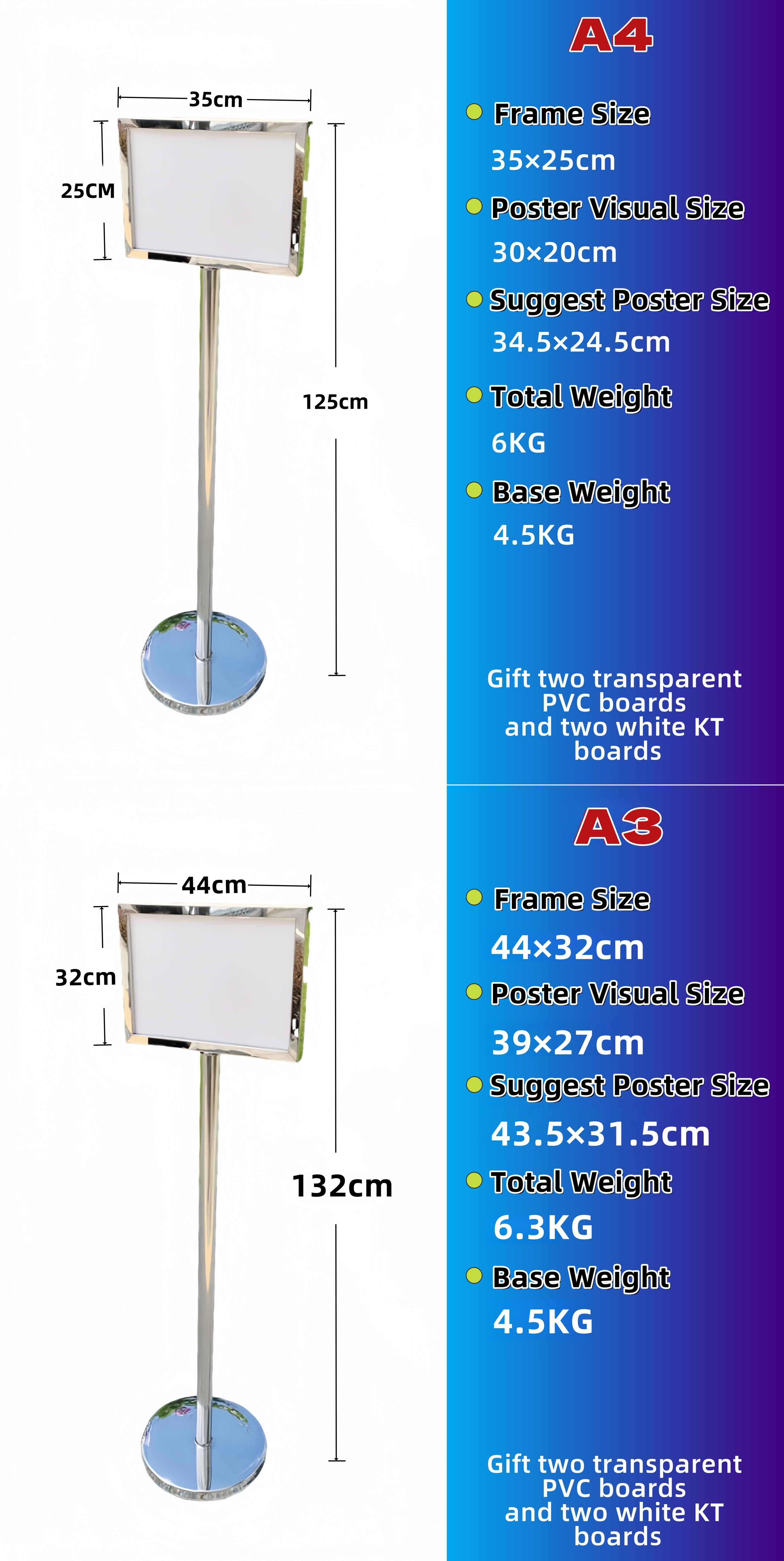 Heavy Duty Signboard Stand Stainless Steel A4 Outdoor Sign Stand ...