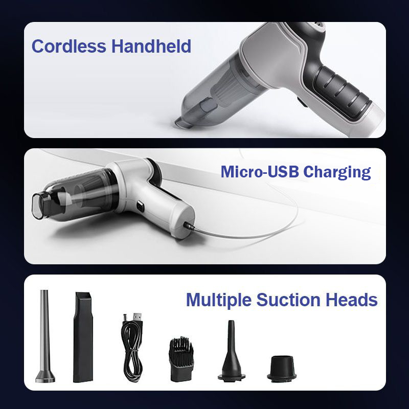 4-in-1 Cordless Car Vacuum Cleaner - Rechargeable Mini Vacuum for ...